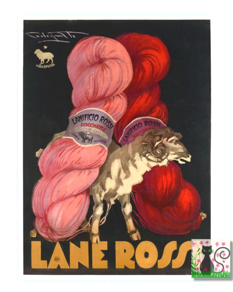 Vintage Italian Yarn Poster, Knitting Wall Art Print For Lane Rossi ...